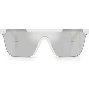 Burberry 141mm Rectangular Shield Sunglasses - White/light Grey Silver