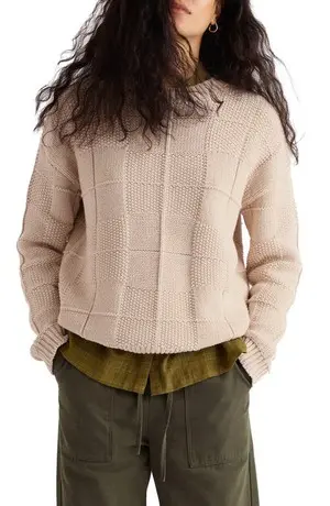 SEASALT CORNWALL Hedge Rock Check Stitch Organic Cotton-blend Sweater - Knit Melange Aran