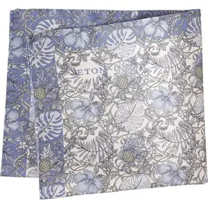 Eton Tropical Oxford Silk Pocket Square - Light Blue