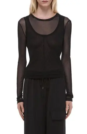 Helmut Lang Layered Mesh Long Sleeve T-shirt - Black
