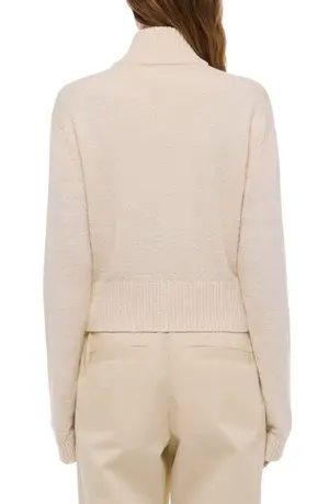 Helmut Lang Wool & Cotton Blend Slub Turtleneck Sweater