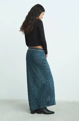 Mango Metallic Dot Maxi Skirt