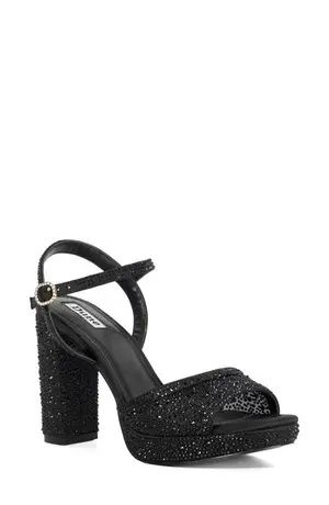 Dune London Mesmerizing Ankle Strap Platform Sandal - Black