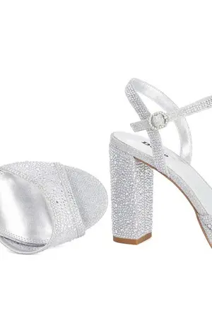 Dune London Ankle Strap Platform Sandal - Silver