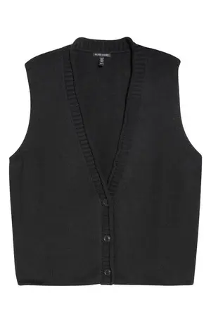 Eileen Fisher Organic Cotton Blend Sweater Vest - Black
