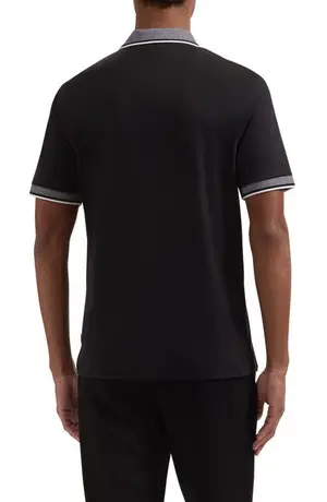 Bugatchi Tipped Pima Cotton Piqué Polo - Black