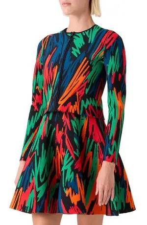 Akris Oversize Scribble Jacquard Cardigan