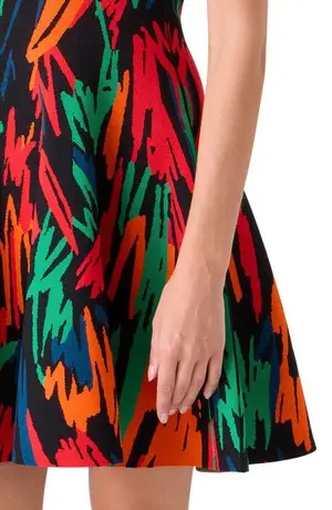 Akris Scribble Jacquard Fit & Flare Dress