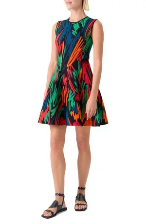 Akris Scribble Jacquard Fit & Flare Dress