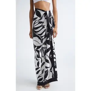 Max Mara Beach Foam Print Silk Sarong - Black