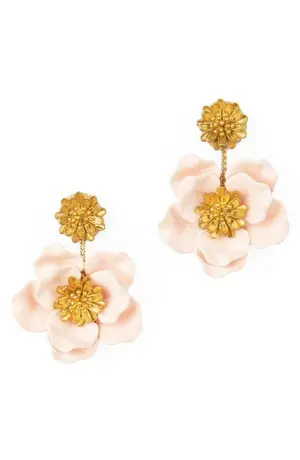Deepa Gurnani Yuka Flower Drop Earrings - Baby Pink