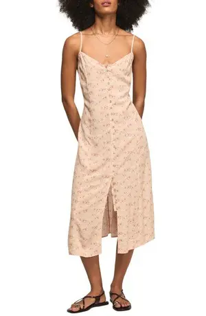 Lucky Brand Simone Floral Midi Slipdress - Peach Floral