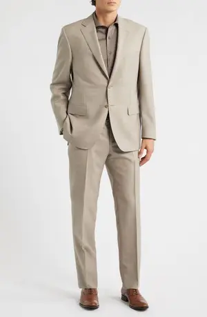 Canali Siena Regular Fit Solid Tan Wool Suit