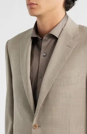 Canali Siena Regular Fit Solid Tan Wool Suit