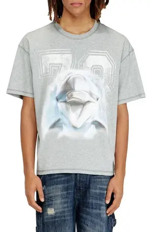 DIESEL® T-boxt Dolphin Graphic T-shirt - 032 - Melange Grey