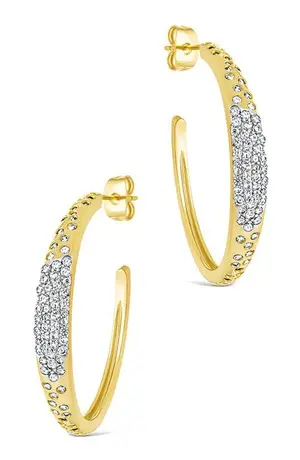 Sterling Forever Cherise Pavé Cubic Zirconia Hoop Earrings