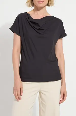 Lyssé Ensley Cowl Neck Top - Black