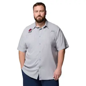 Columbia Georgia Bulldogs Big & Tall Tamiami Omni-shade Button-down Shirt - Gray