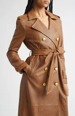 L'Agence Baylee Perforated Leather Trench Coat