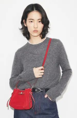 Tory Burch Mini Romy Suede Bucket Bag - Red