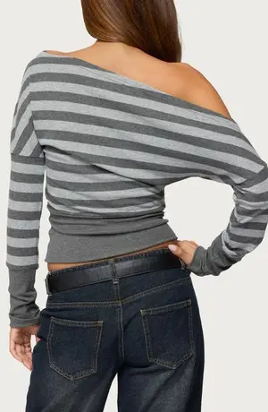 EDIKTED Striped One-shoulder Top