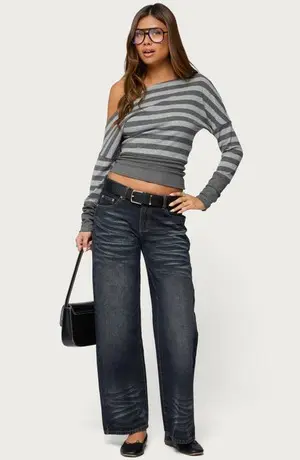 EDIKTED Striped One-shoulder Top