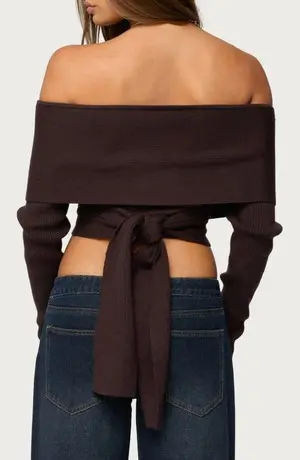 EDIKTED Off-the-shoulder Wrap Sweater