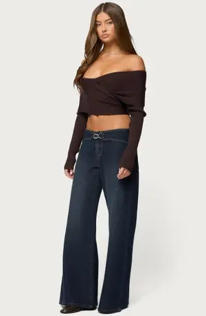 EDIKTED Off-the-shoulder Wrap Sweater