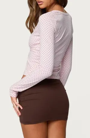 EDIKTED Polka Dot Crop Shirt