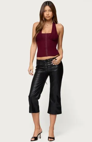 EDIKTED Mesh Halter Corset Top
