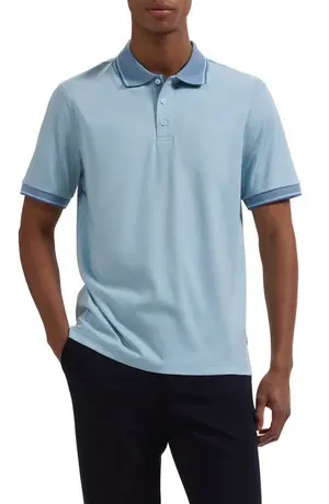 Bugatchi Tipped Pima Cotton Piqué Polo - Ether