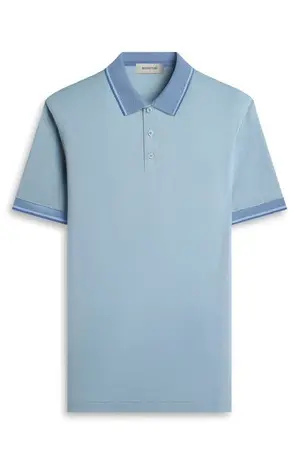 Bugatchi Tipped Pima Cotton Piqué Polo - Ether
