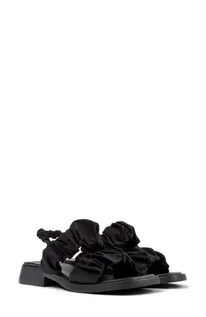 Camper Dana Ruched Slingback Sandal - Black