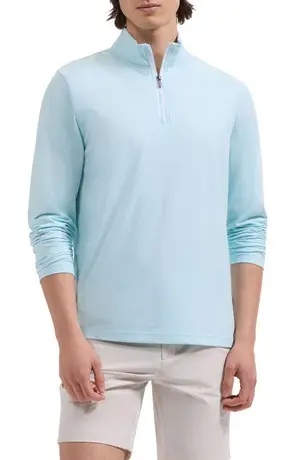 Bugatchi Mélange Quarter Zip Pullover Aqua
