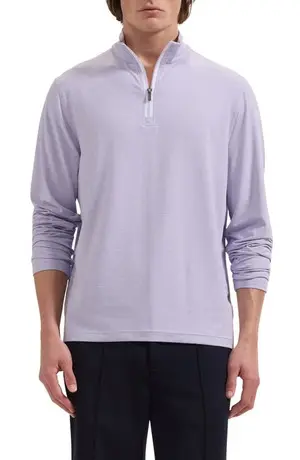 Bugatchi Mélange Quarter Zip Pullover Lavender