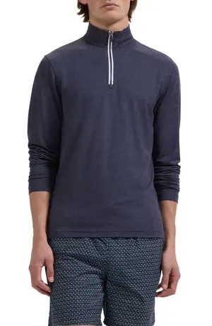 Bugatchi Mélange Quarter Zip Pullover Navy