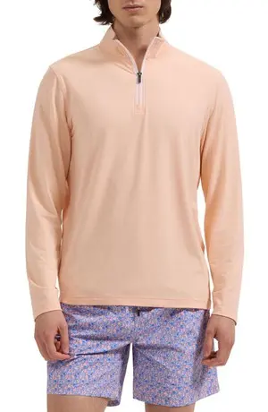 Bugatchi Mélange Quarter Zip Pullover Peach