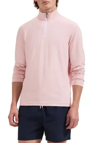Bugatchi Mélange Quarter Zip Pullover Pink