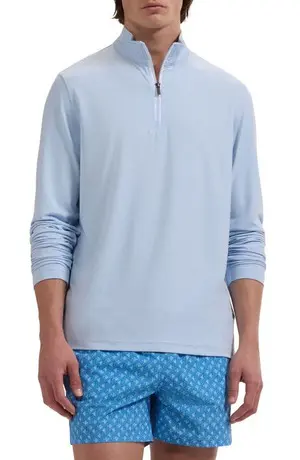 Bugatchi Mélange Quarter Zip Pullover - Vista Blue