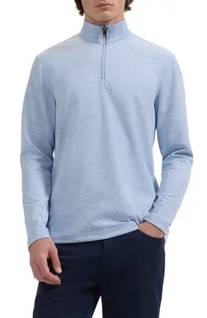 Bugatchi Soft Touch Quarter Zip Pullover - Air Blue