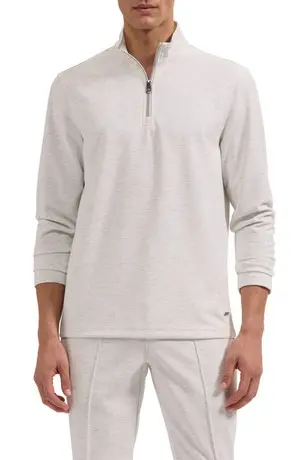 Bugatchi Soft Touch Quarter Zip Pullover Chalk