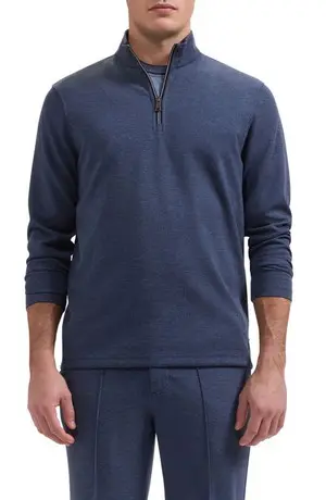 Bugatchi Soft Touch Quarter Zip Pullover Navy