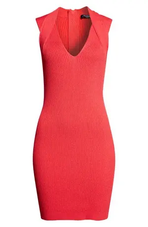 Balmain Twist V-neck Ribbed Minidress