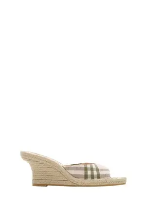 Burberry Check Mews Espadrille Mules - Mallow Pink