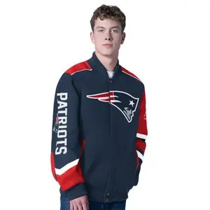 G-III SPORTS BY CARL BANKS New England Patriots Prime Time Full-zip Racing Jacket - Navy