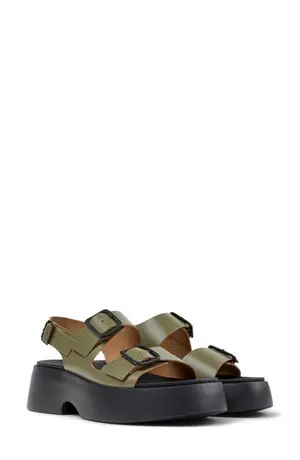 Camper Tasha Platform Sandal - Medium Green