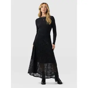 SAINT + SOFIA Lana A-line Skirt - Black Lace