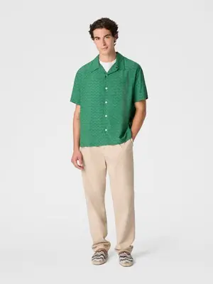 UM Bowling Shirt In Viscose With Tone-on-tone Zigzag Print