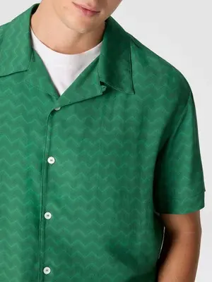 UM Bowling Shirt In Viscose With Tone-on-tone Zigzag Print