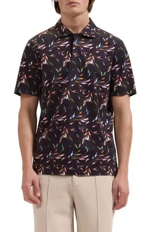 Bugatchi Hendrix Leaf Print Pima Cotton Polo